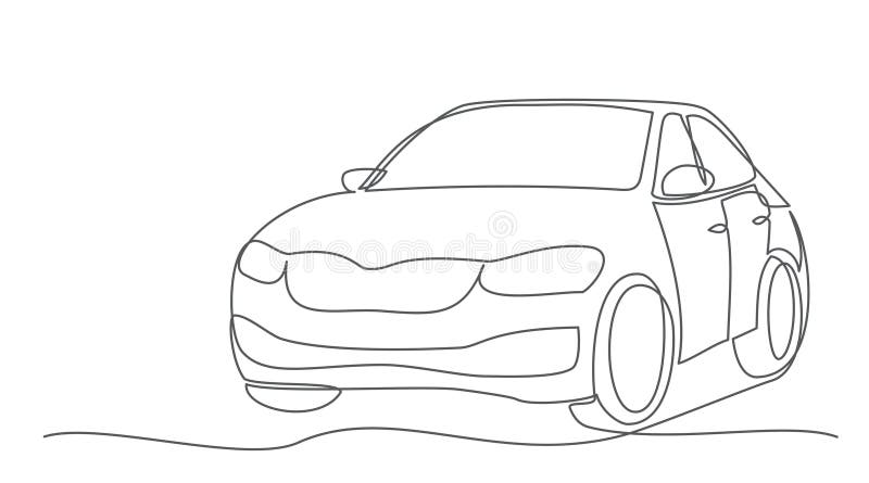 Car One Line Drawing Isolated on White Background Stock Vector ...