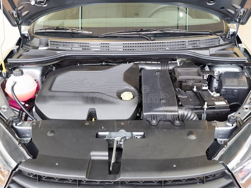 Car with open hood.Battery stock photo. Image of drive - 67930646