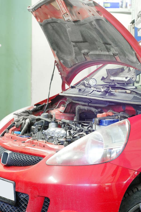 Car with open hood stock image. Image of repair, replacement - 79994493