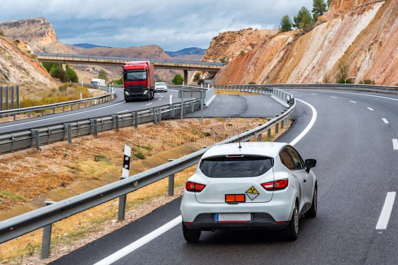 Car with Orange Unnumbered ADR Panel and Radioactivity Danger Label ...