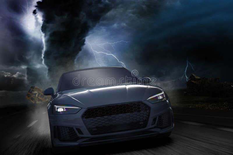 Outrunning a tornado stock photo. Image of outrunning - 119177542