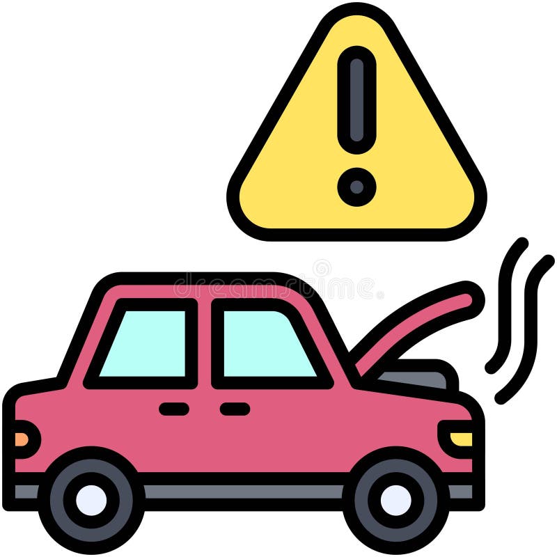 Car Overheating Icon, Car Accident and Safety Related Vector ...