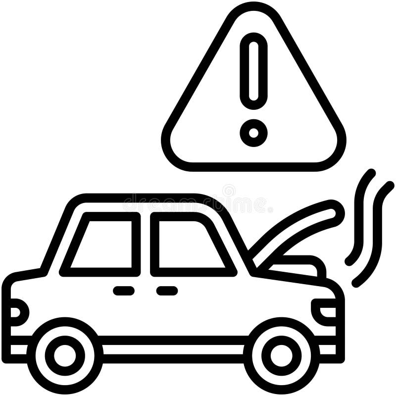 Car Overheating Line Icon, Car Accident and Safety Related Vector ...