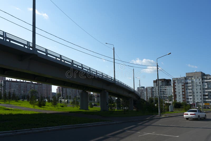 Car Overpass in the City Center. Overpass for Traffic Stock Image ...