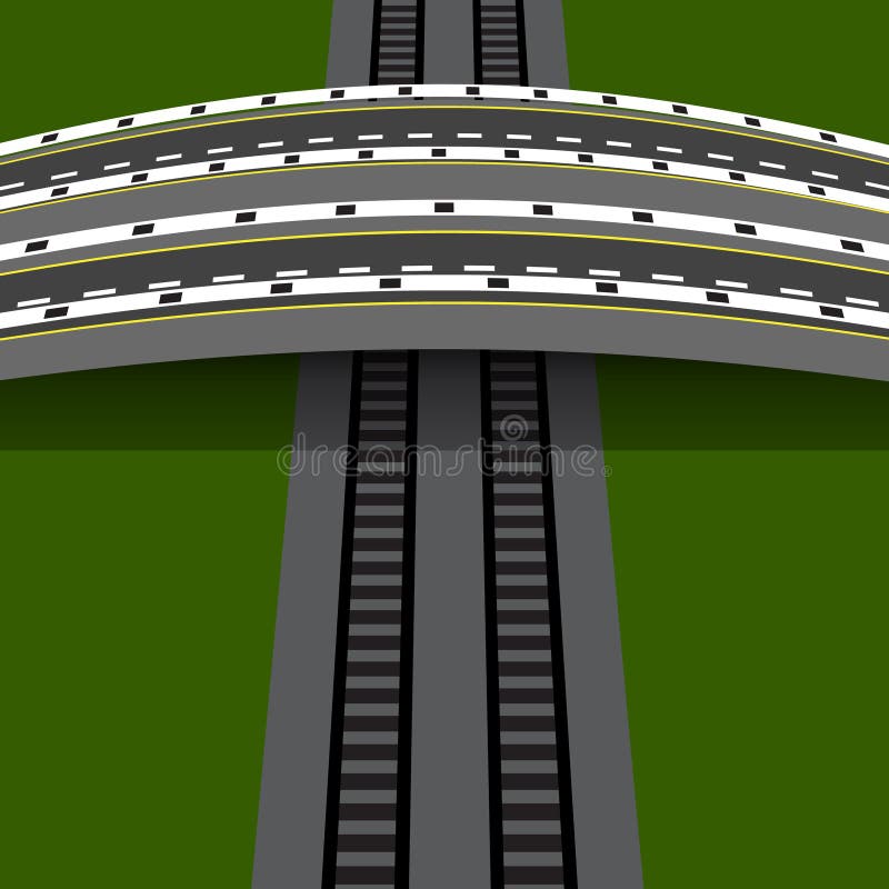 Car Overpass Crossing the Railway. an Arch Bridge. Illustration Stock ...