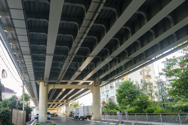 Car Overpass Over the Road in the City. Stock Photo - Image of street ...