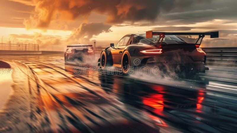 A Car Overtaking Another on a Tight Corner Aggressive Racing Stock ...