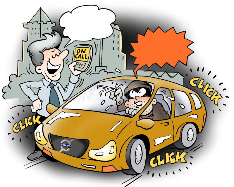 A Car Owner with a Smart Locking Device To His Car Stock Illustration ...