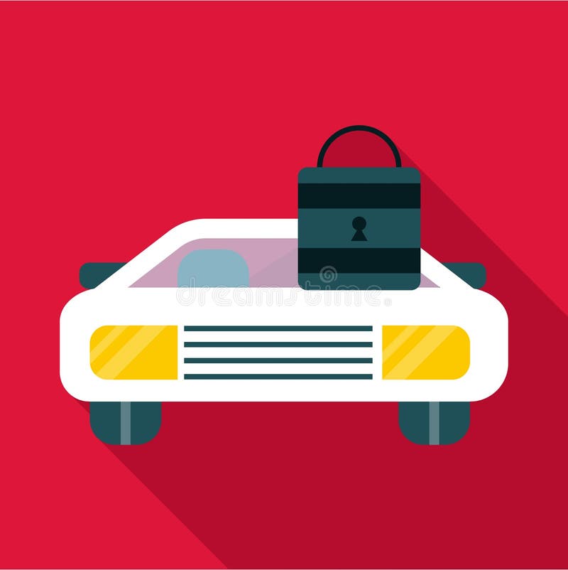 Car and Padlock Icon, Flat Style Stock Illustration - Illustration of ...