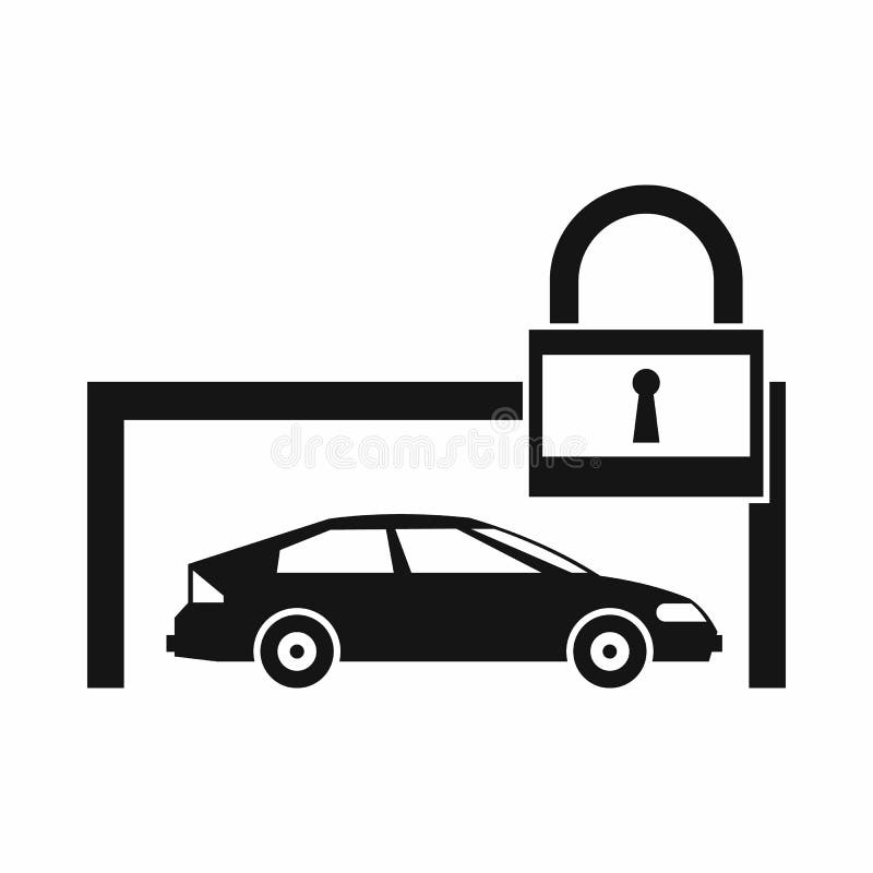 Car and Padlock Icon, Simple Style Stock Vector - Illustration of auto ...