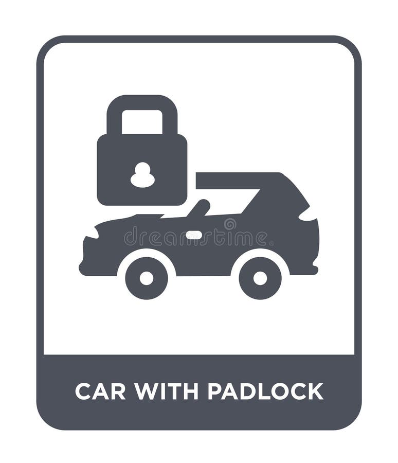 Car with Padlock Icon in Trendy Design Style. Car with Padlock Icon ...