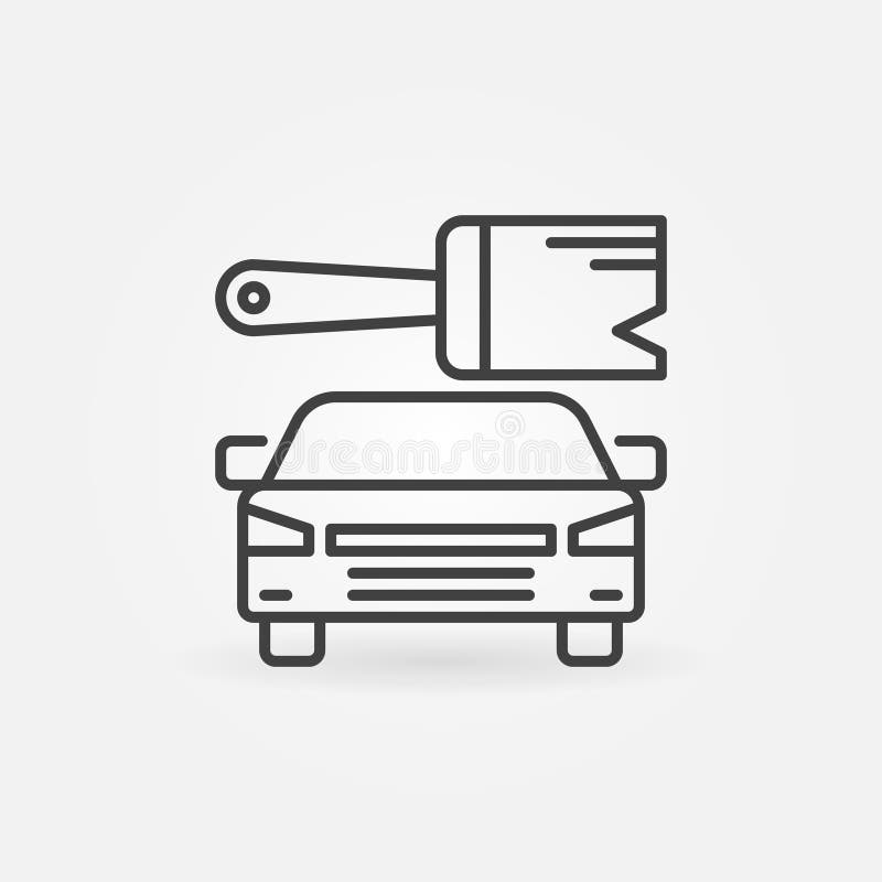 Car with Paint Brush Outline Vector Concept Icon Stock Illustration ...