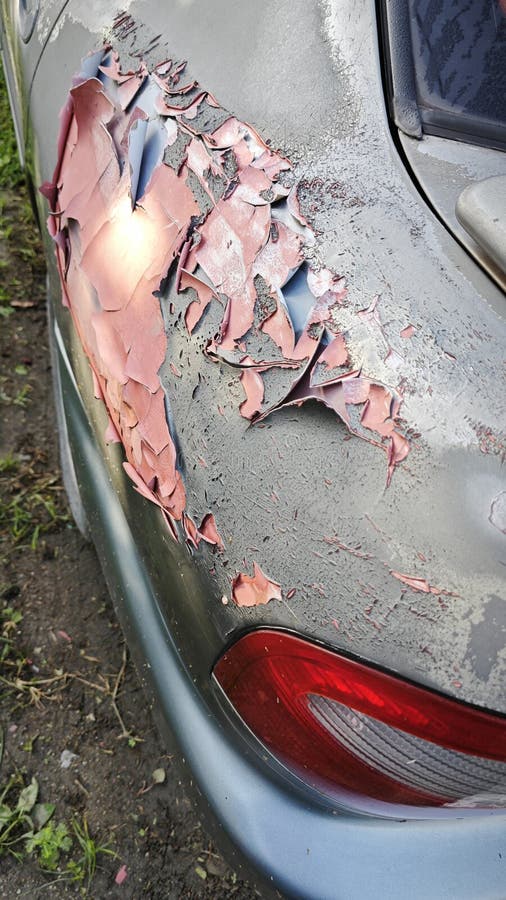 Car Paint Corrosion on the Surface of the Car Outer Body. Stock Image ...