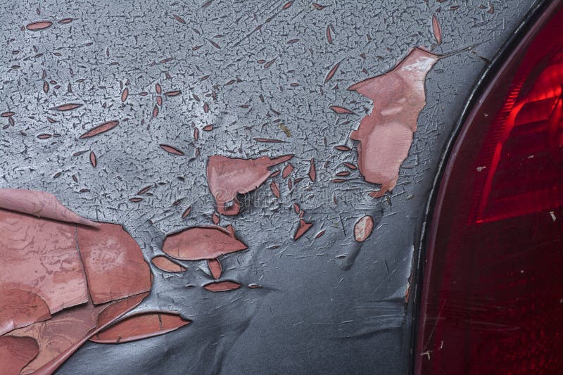 Car Paint Corrosion on the Surface of the Car Outer Body. Stock Image ...