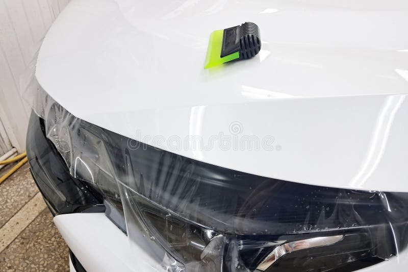 Car Paint Protection Film Installing Stock Image - Image of installing ...
