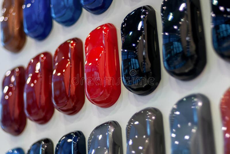Car Paint Samples, Auto Colors Closeup Stock Image - Image of colorful ...