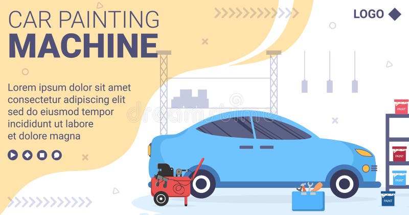 Car Painting Machine Post Template Flat Illustration Editable of Square ...