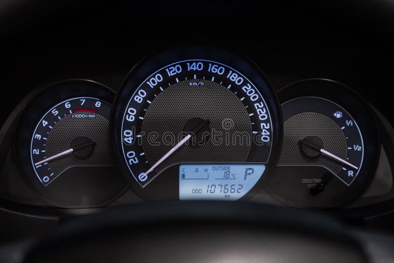 Car Panel, Digital Bright Speedometer Stock Photo - Image of vehicle ...
