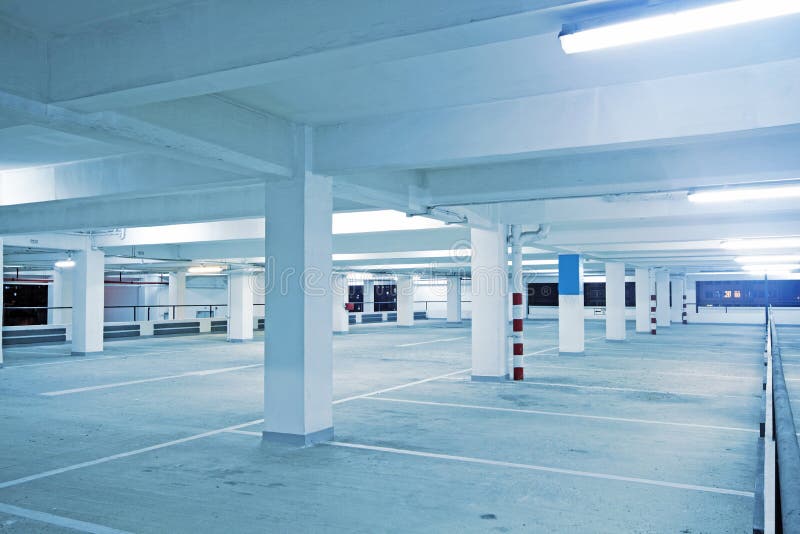 Car park stock image. Image of indoor, blue, automobile - 20962279