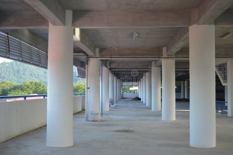 Car Park Building Column Concrete Stock Photo - Image of room, building ...