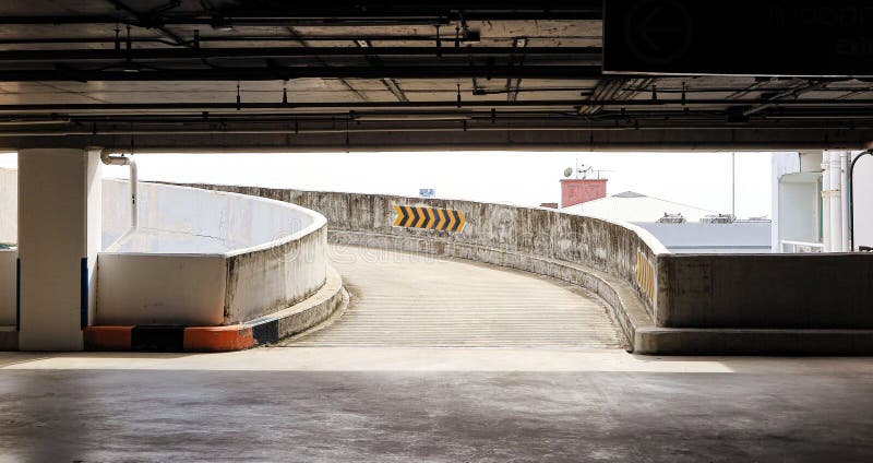 Car Park or Parking Deck with Curve Ramp of New Building Stock Image ...