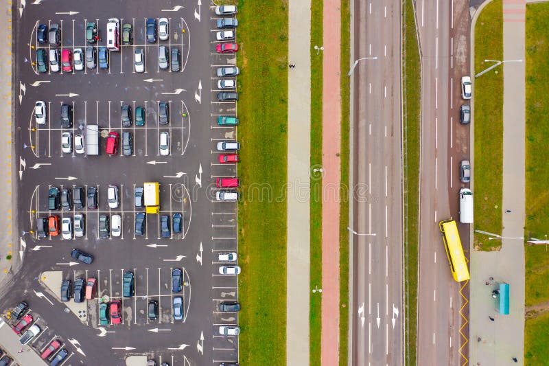 Car Park Problem in Big Cities. Aerial View Editorial Stock Image ...