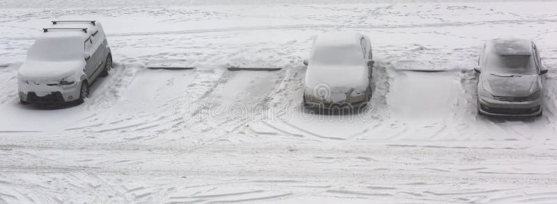 Car park under winter snow stock photo. Image of cold - 363159246