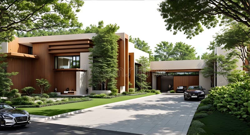 A Modern Car Parked in Front of a Luxurious Villa Created with ...