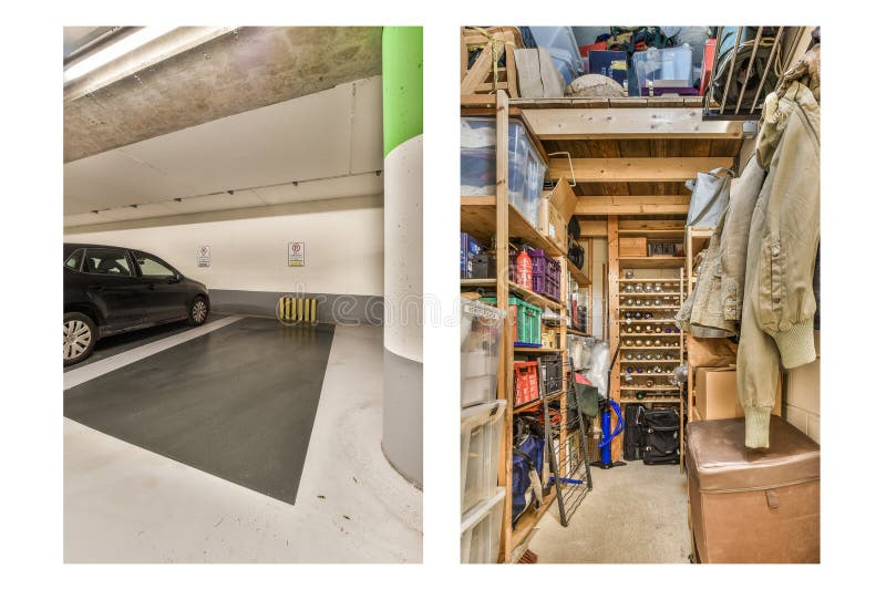 A Car Parked in a Garage Next To a Store Editorial Stock Image - Image ...