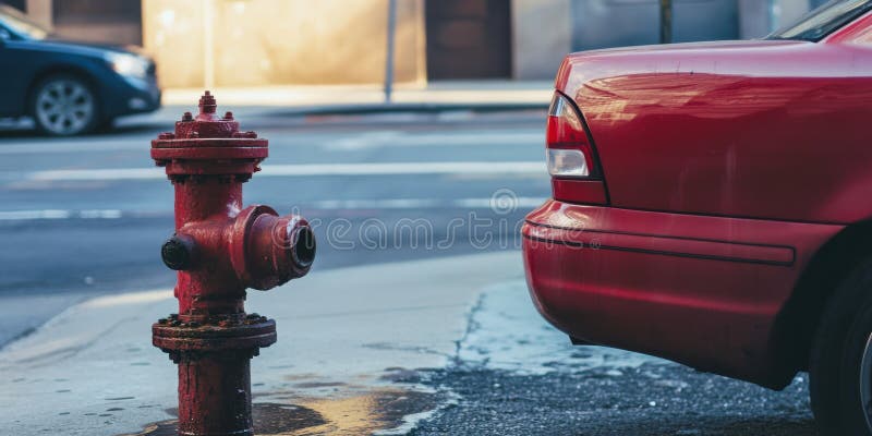 A Car Parked Illegally Next To a Fire Hydrant, Blocking Access Stock ...