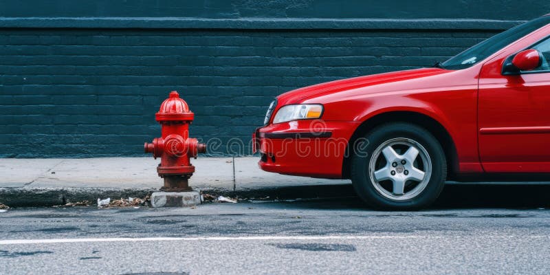 A Car Parked Illegally Next To a Fire Hydrant, Blocking Access Stock ...