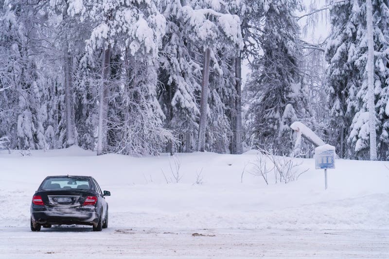 Car Parked on a Parking Lot in Winter Stock Image - Image of climate ...