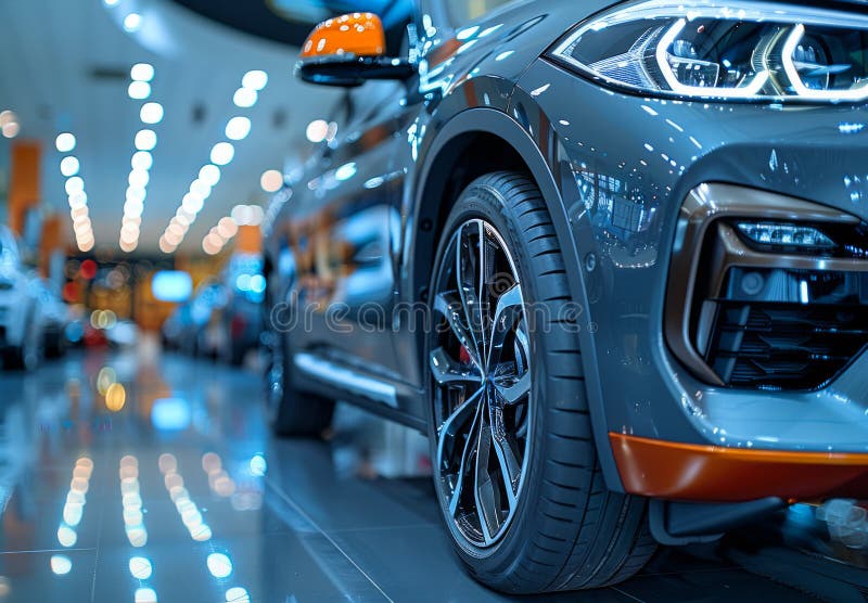 The Car is Parked in the Showroom with the Front Wheel and the Rear ...