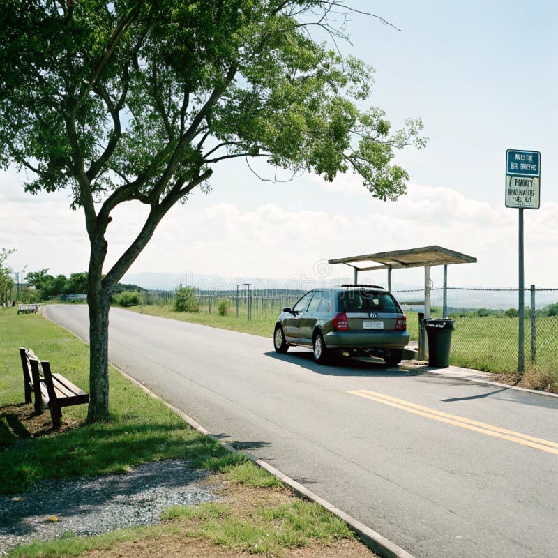 Car Rest Stop, Roadside Parking Stock Illustration - Illustration of ...