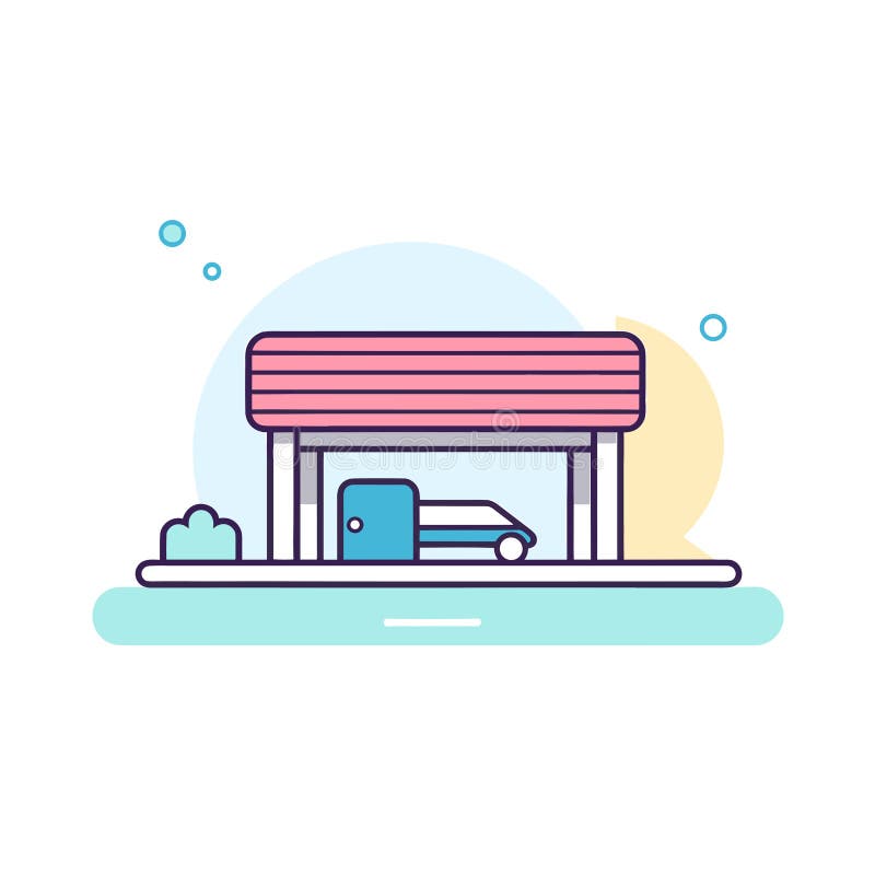 Vector of a Parked Car Under a Covered Bench Stock Vector ...