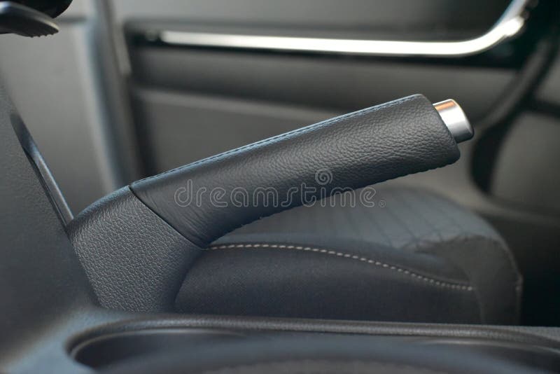 Manual Brake in Interior of Modern Car Close Stock Photo - Image of ...