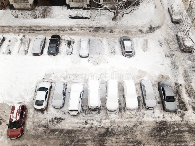 Car Parking Covered with Snow Stock Photo - Image of outdoors, cars ...