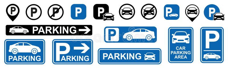 Car Parking Icon Set, Car Parking Area Stock Vector - Illustration of ...