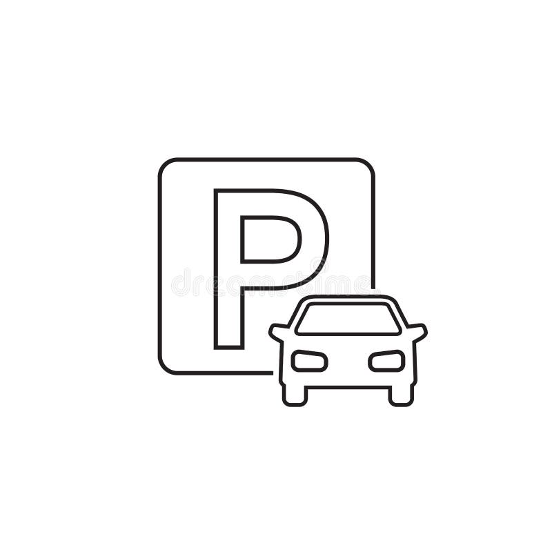 Car Parking Line Icon on White. Vector Stock Vector - Illustration of ...