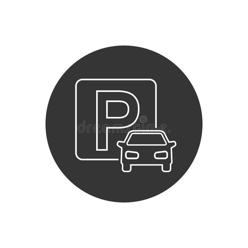 Car Parking Line Icon on White. Vector Modern Flat Style Stock Vector ...