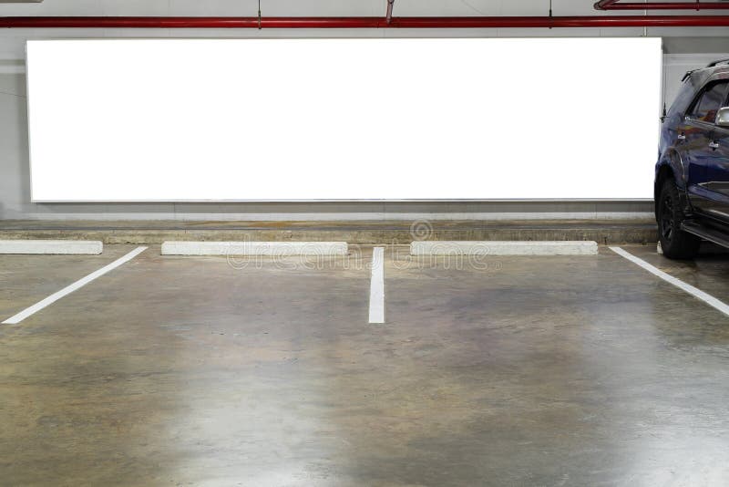 Car Parking Lot with Advertising Board Background Stock Image - Image ...