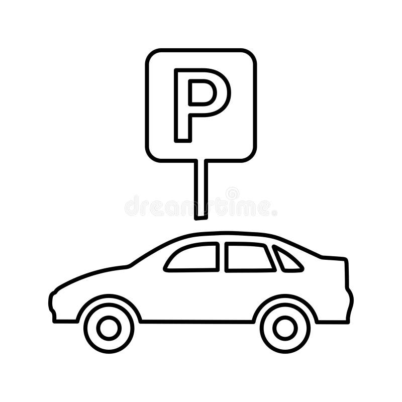 Car Parking Outline Icon. Line Art Vector Stock Illustration ...