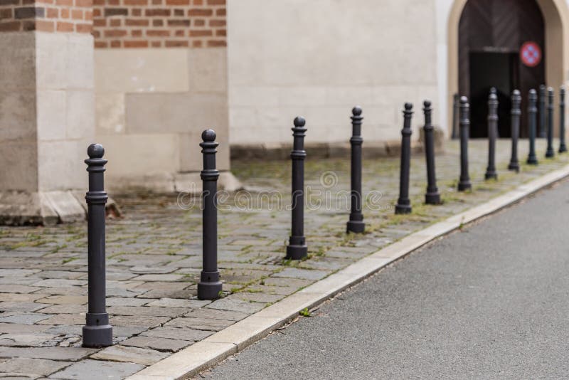 Car parking poles stock photo. Image of fence, design - 211193548