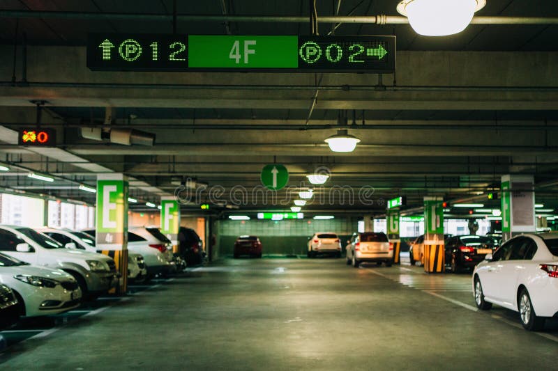 Car Parking with Sensors and Electronic Information Displays. Stock ...