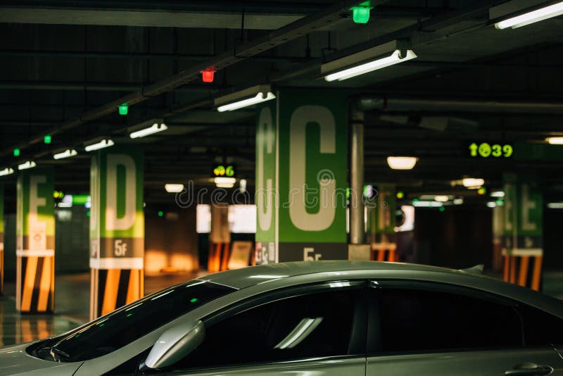 Car Parking with Sensors and Electronic Information Displays. Stock ...