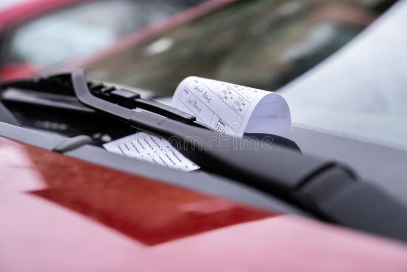Car Parking Ticket or Fine stock photo. Image of windshield - 246805492
