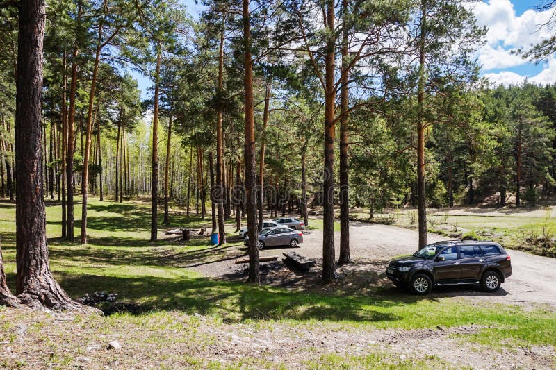 Car parking and trees stock photo. Image of theme, reserve - 116773366
