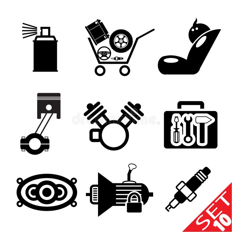 Car part icon set 10 stock vector. Illustration of screwdriver - 23780083