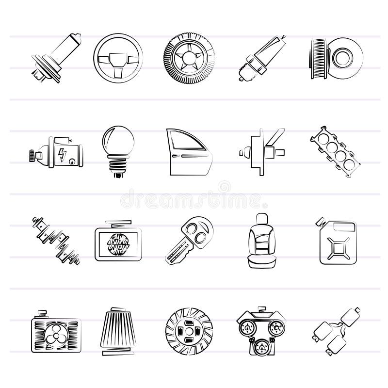 Car Part and Services Icons 2 Stock Vector - Illustration of piston ...