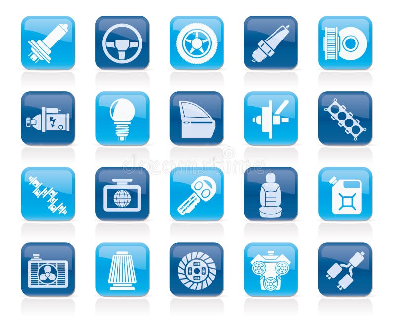 Car Part and Services Icons 1 Stock Vector - Illustration of camshaft ...